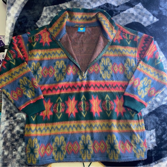 on your mark | Shirts | Vtg Aztec Sweater Jacket Men Medium Large Red ...